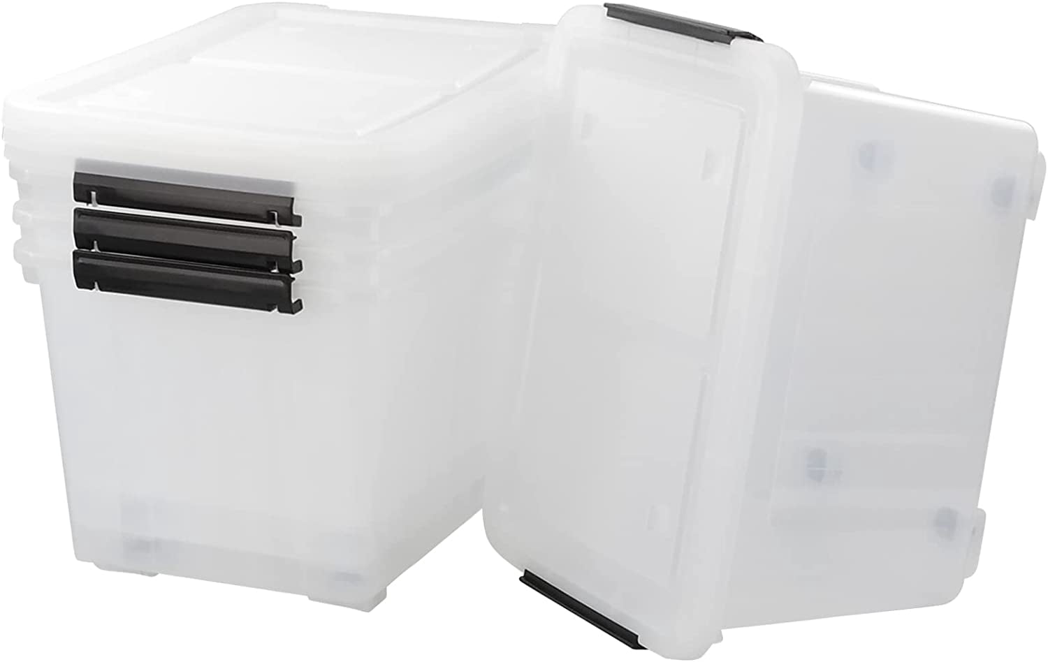 4-Pack 30 L Clear Plastic Storage Box, Large Wheeled Storage Bin with ...