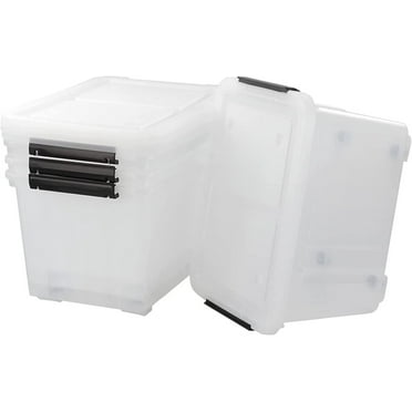 Kekow Large 30L Clear Plastic Storage Bins with Wheels and Lockable ...