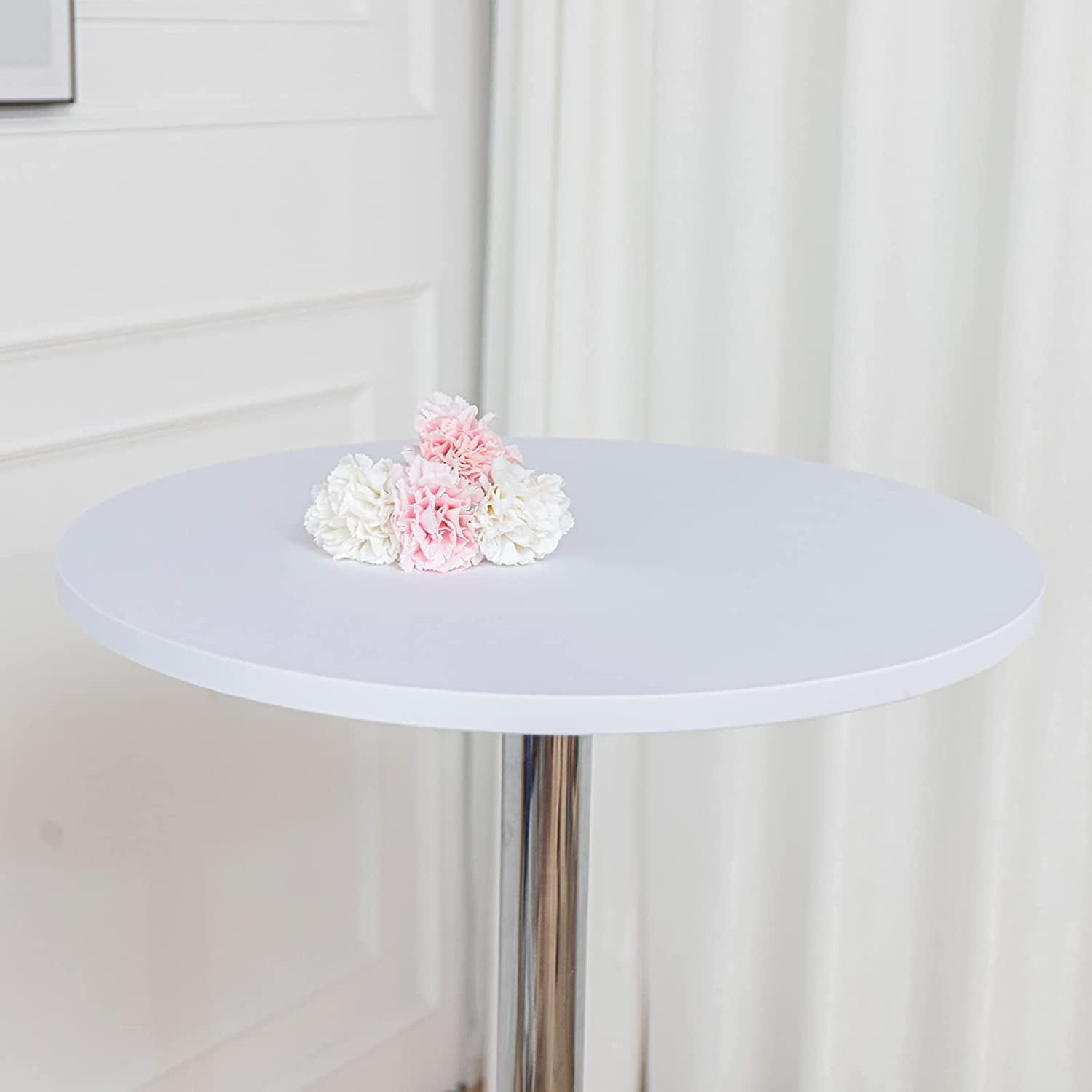 4-Pack 30 inches White Round Table Topper Cap Spandex Fitted Cocktail ...