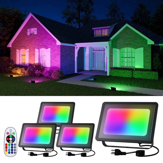 4 Pack 30W Color Change Flood Light APP - Walmart.com