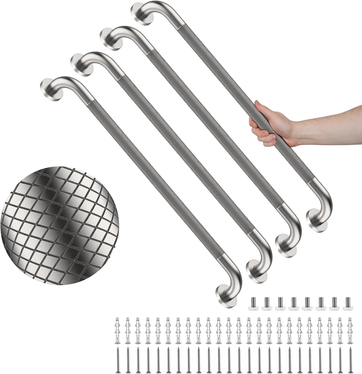 4 Pack 32 Inch Shower Grab Bar, Brushed Nickel Bathroom Grab Bar Handle ...