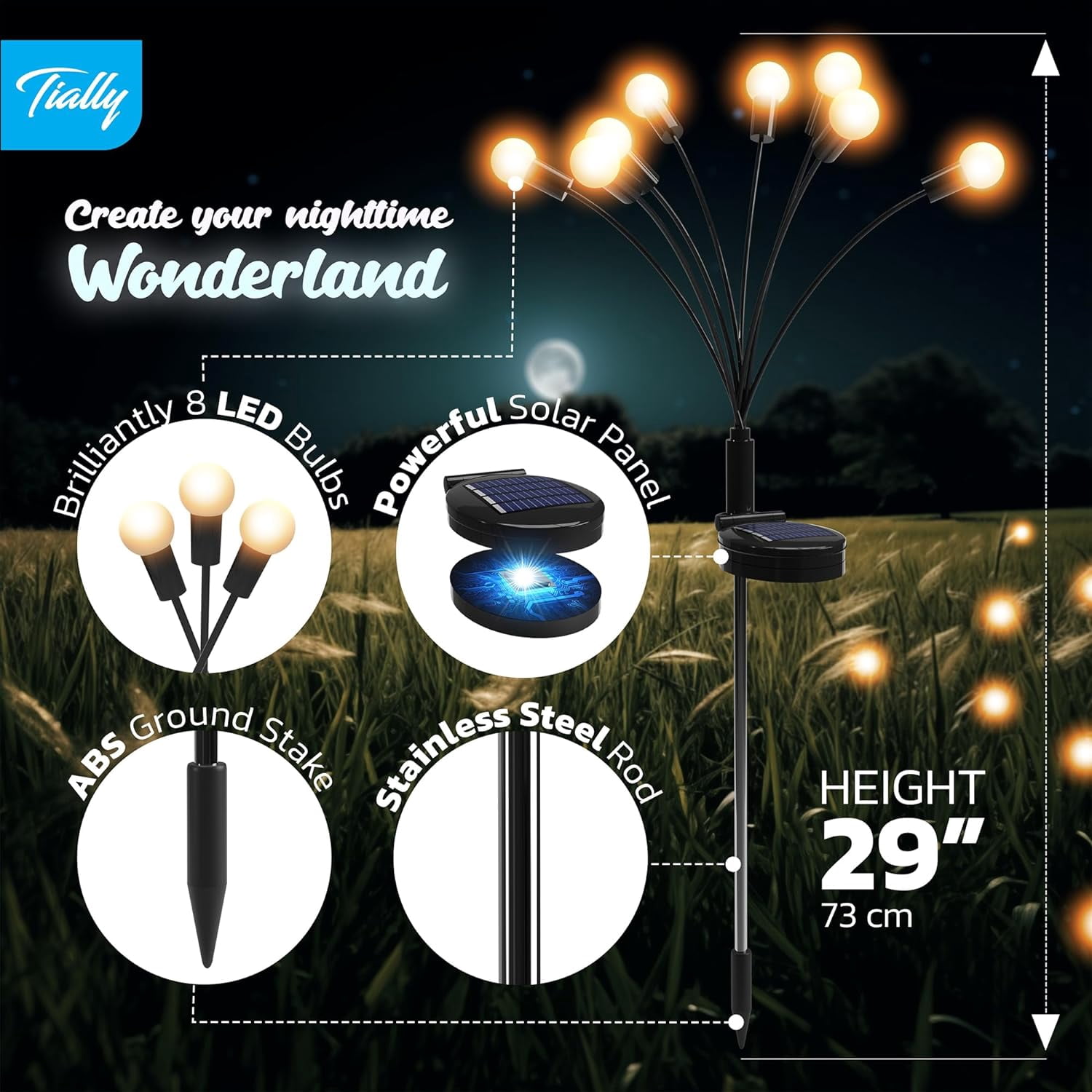 4 Pack 32 LED Firefly Lights Solar Outdoor - Firefly Solar Garden ...