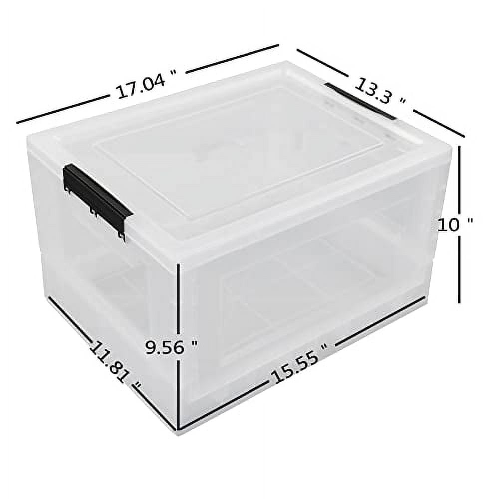 4-Pack 32 Quart Clear Collapsible Storage Crate, Folding Storage Box ...