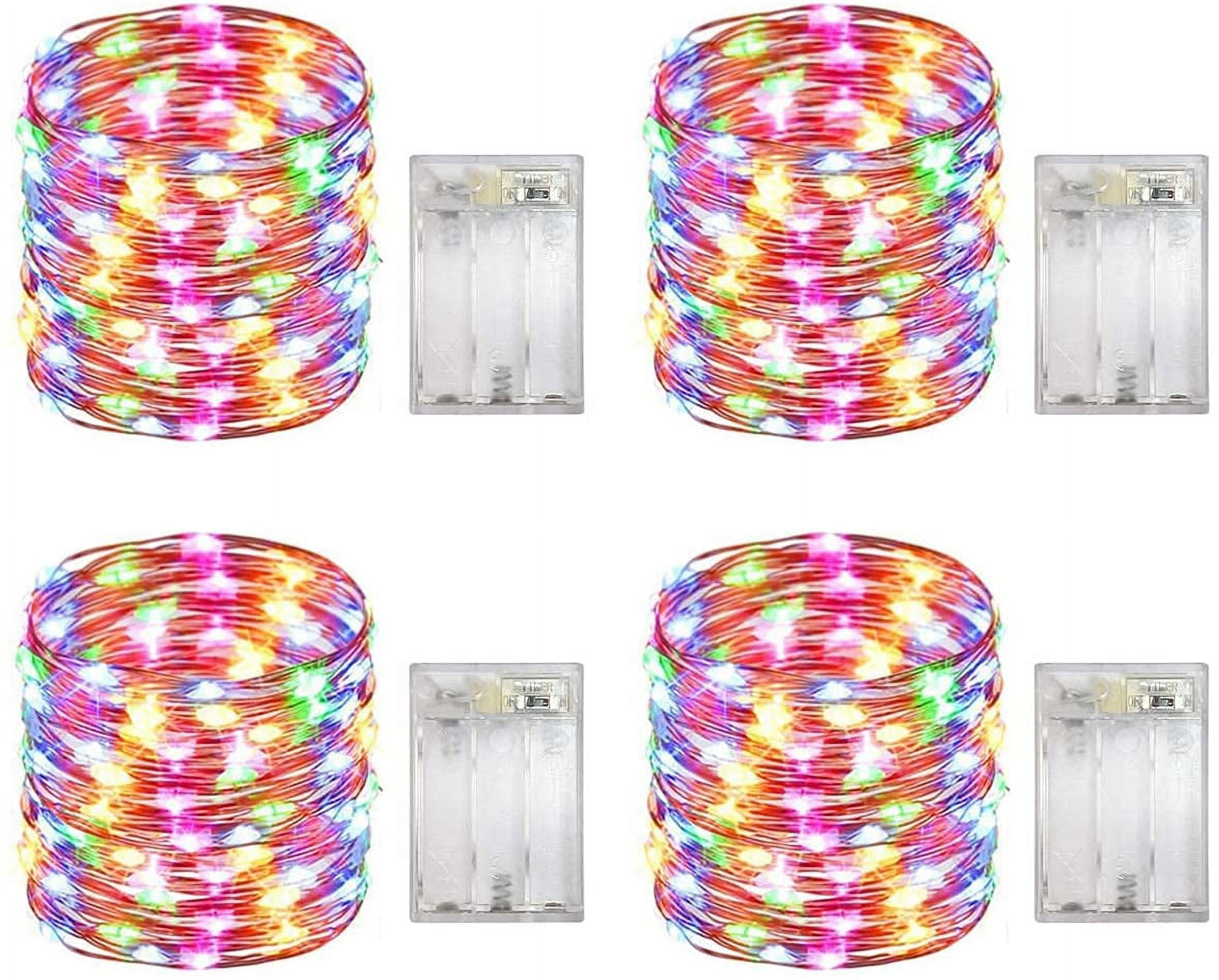 4 Pack 33ft 100 LED Battery Operated Fairy Light LED Copper Wire Lights ...