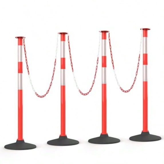 4 Pack 34 Inches Traffic Delineator Posts with Weighted Rubber Base ...