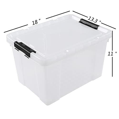 4-Pack 34 Quart Clear Plastic Storage Boxes with Lids, Latching Bins ...