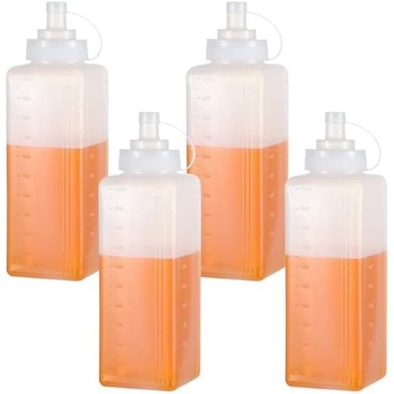 4 Pack 34 fl oz Wide Mouth Squeeze Bottles, Food Safe BPA-Free Plastic ...