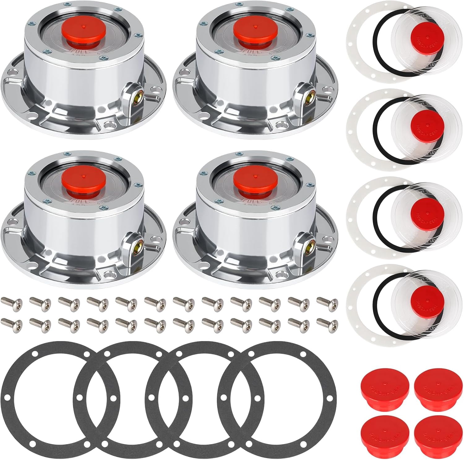 4 Pack 343-4009 Trailer Hub Caps with Oil Window Cover Kit Set 3434009 ...