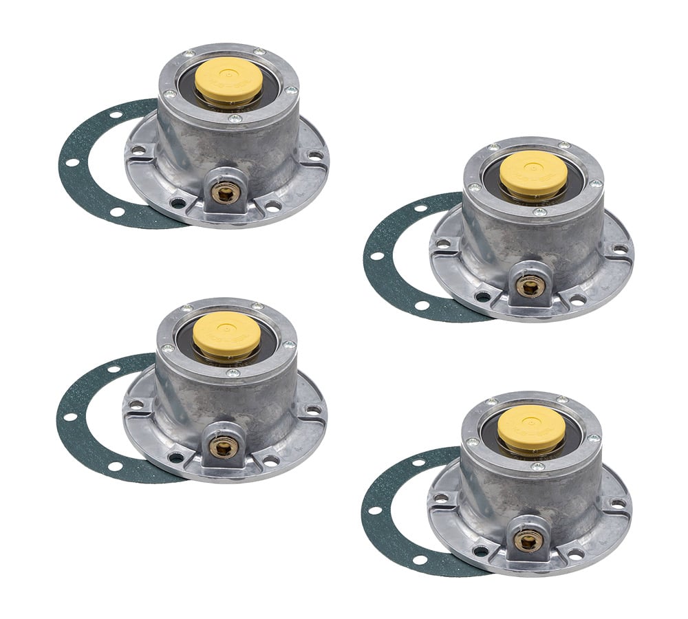 4 Pack 3434024 Aluminum Trailer Hub Cap with Rubber Plugs & Gasket - 6 ...