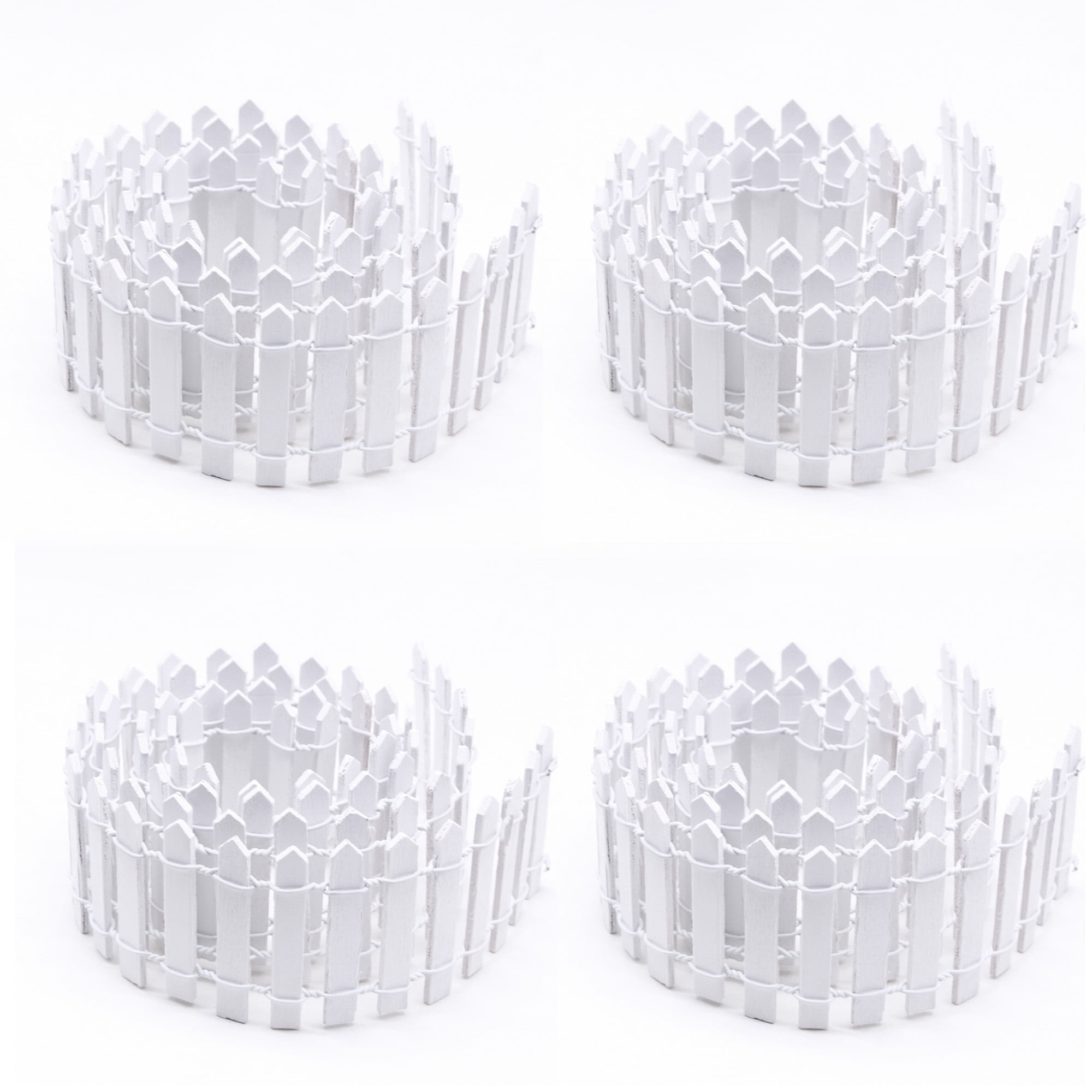 4 Pack 35 Inch Mini Fairy Garden Fence, Waterproof Wood Ornament Decor ...
