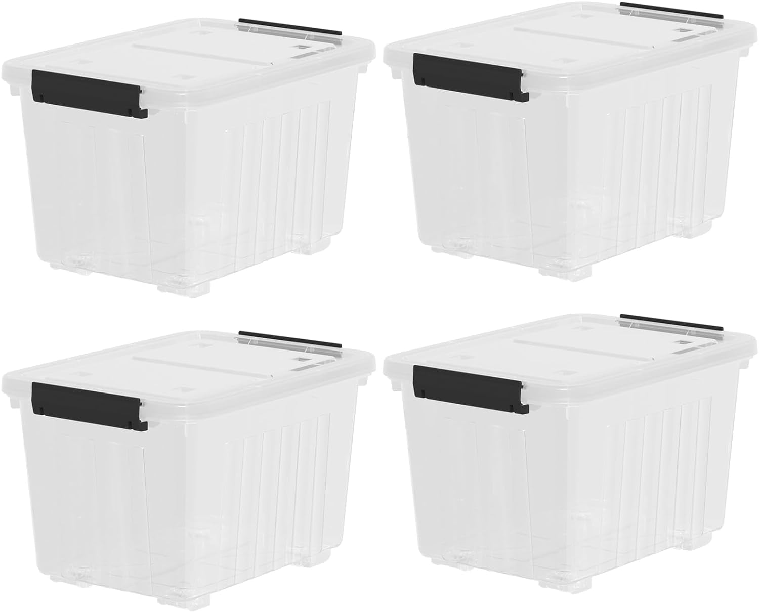 4-Pack 35 Quart Plastic Storage Bin with Secure Lid and Latching ...