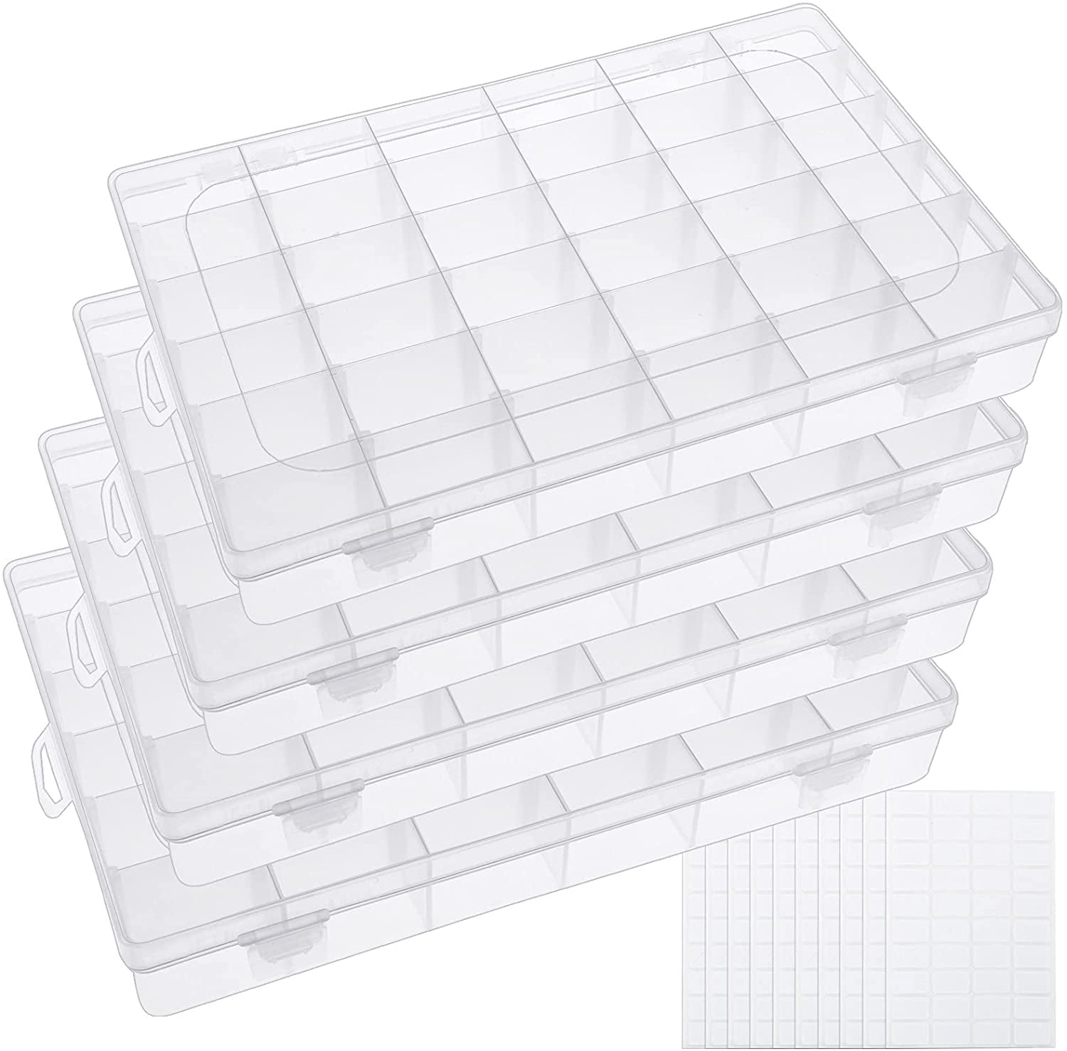 4 Pack 36 Grids Clear Plastic Organizer Box Storage Container with ...