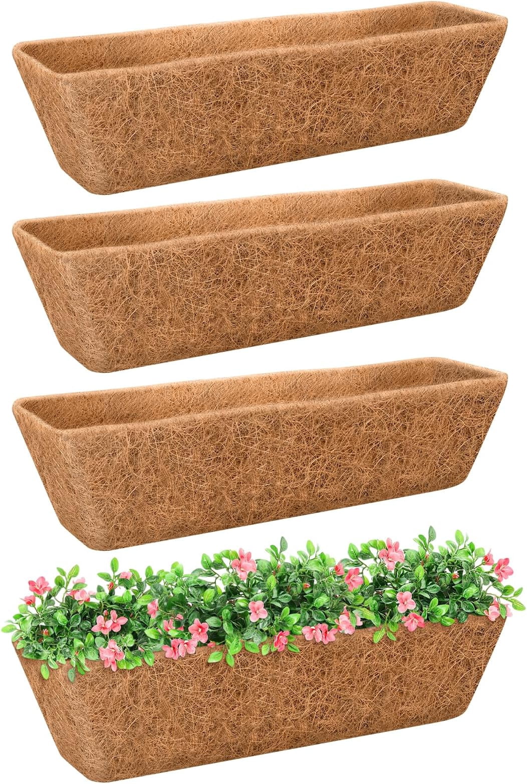4 Pack 36 Inch Rectangle Coconut Liners for Planters, Coconut Fiber ...