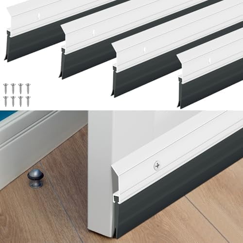 4 Pack 36 Inches Heavy Duty Seal Door Sweep, Aluminum All-Season Metal ...