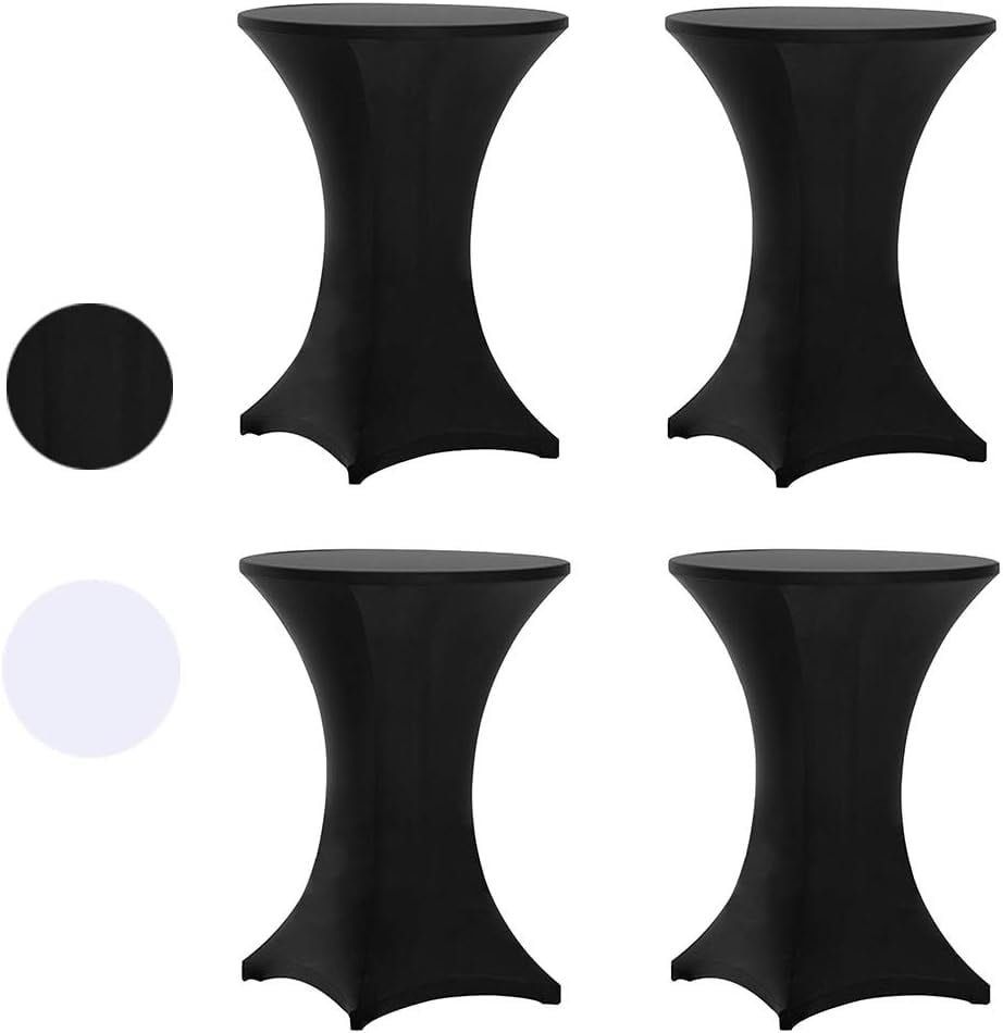 4 Pack 36x43 Inch Highboy Spandex Cocktail Table Covers, Black, Fitted ...