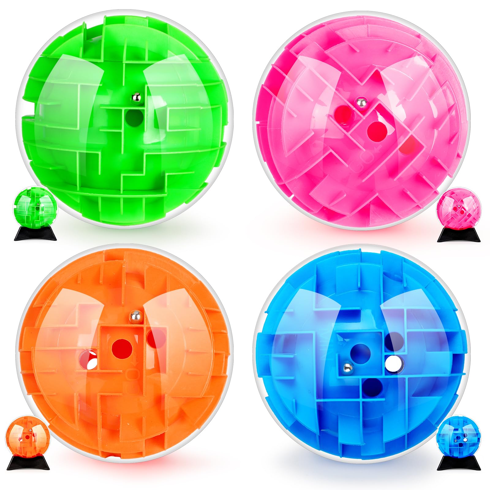 4 Pack 3D Maze DHF10 Ball Puzzle Toys, Party Toys for Kids and Adults ...