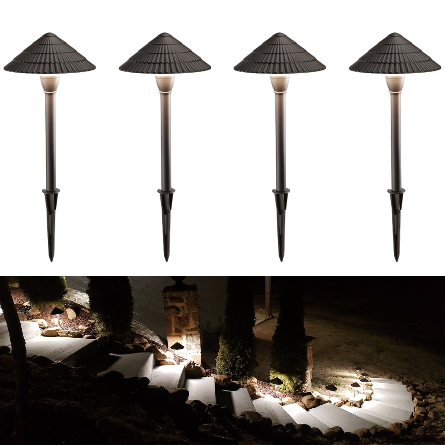 4 Pack 3W LED Outdoor Landscape Light, 12-24V Low Voltage, Waterproof ...