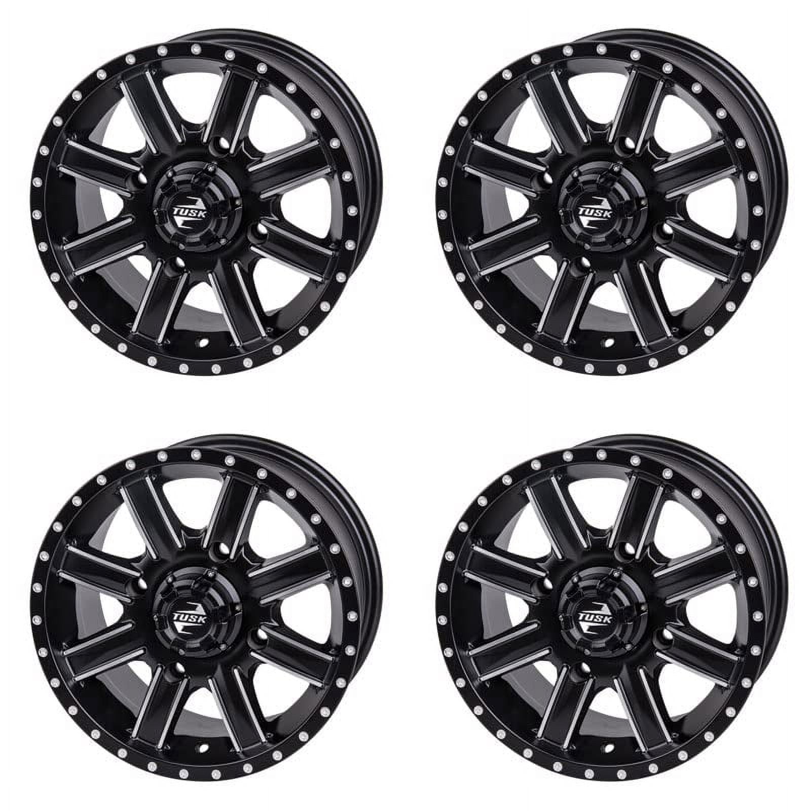 (4 Pack) 4/137 Tusk Cascade Wheel 14x7 4.0 + 3.0 Machined/Black for ...