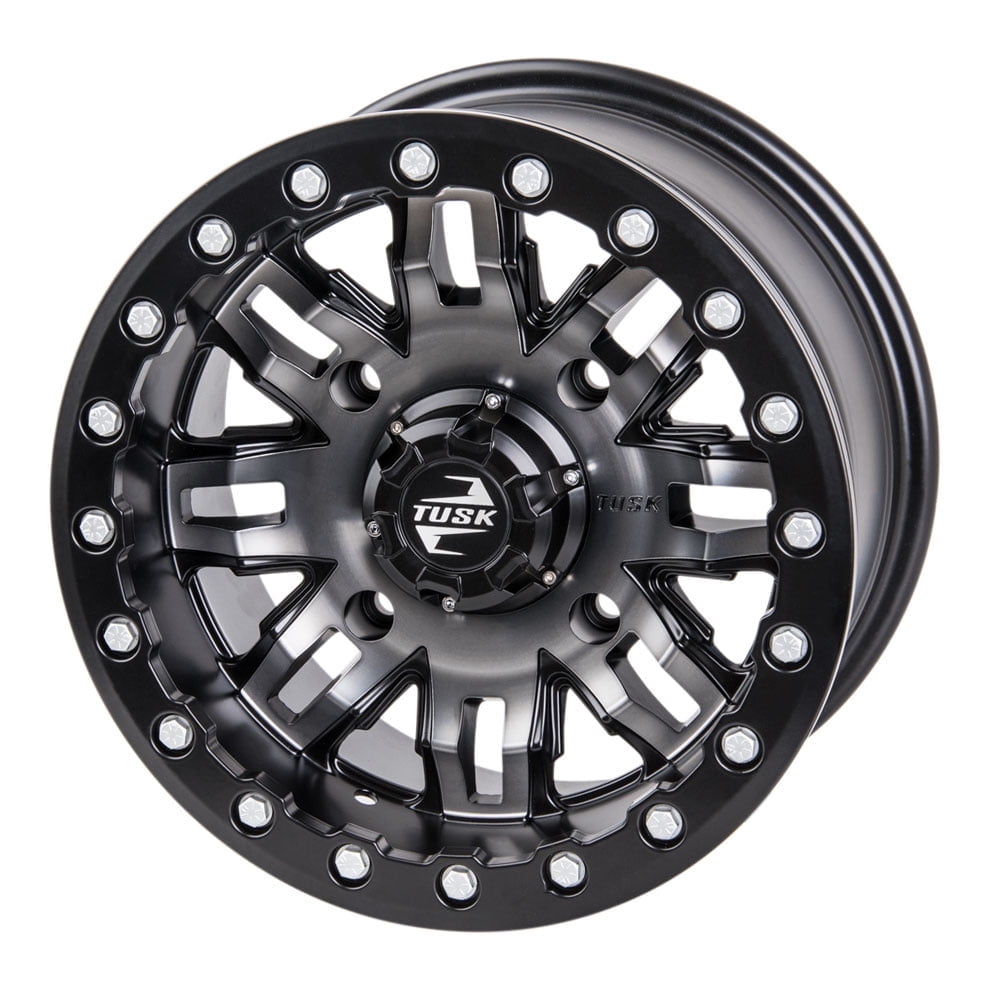 (4 Pack) 4/137 Tusk Teton Beadlock Wheel 15x10 5.0 + 5.0 Gun Metal ...