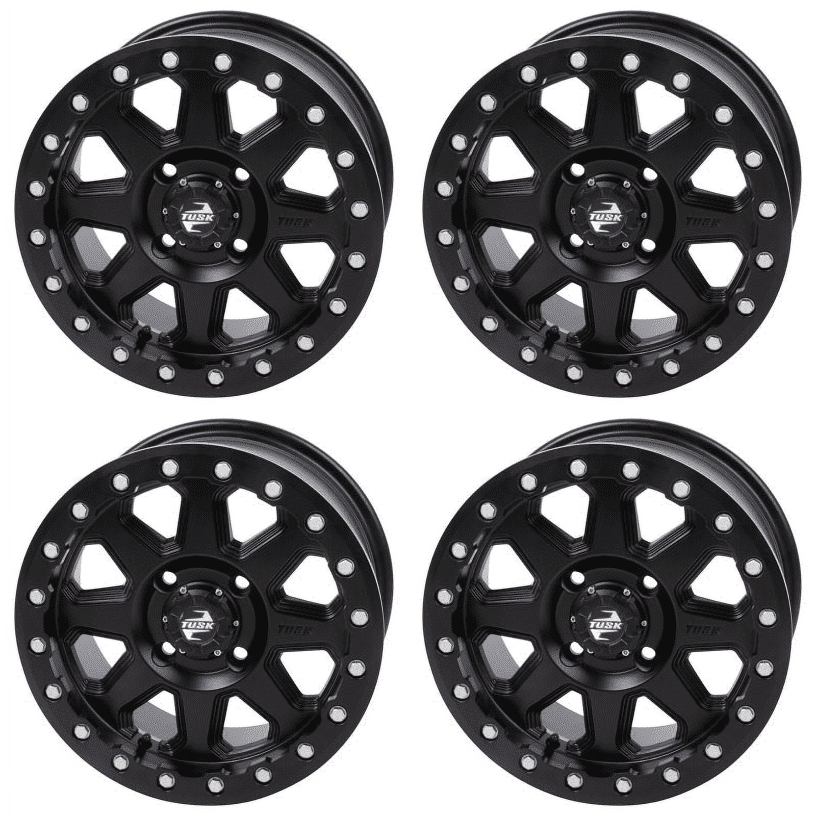 (4 Pack) 4/137 Tusk Uinta Beadlock Wheel 15X7 5.0 + 2.0 Matte Black For ...