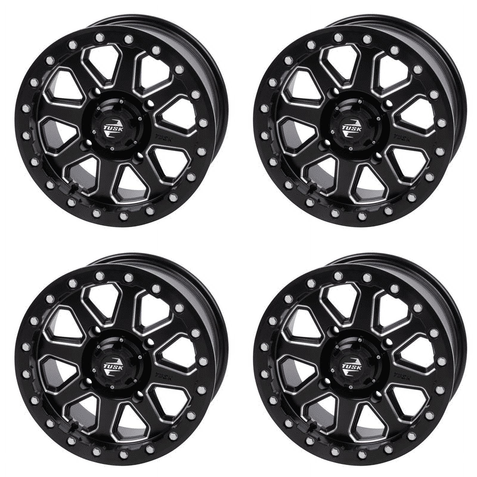 (4 Pack) 4/156 Tusk Uinta Beadlock Wheel 15X7 4.0 + 3.0 Milled/black ...