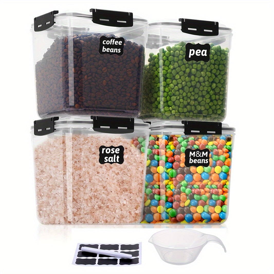 4-Pack 4.4L Airtight Food Storage Bins, Large Stackable Containers with ...