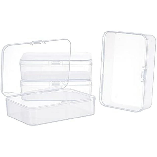 4 Pack 4.92x3.35x1.77Inch Clear Plastic Beads Storage Containers Boxes ...
