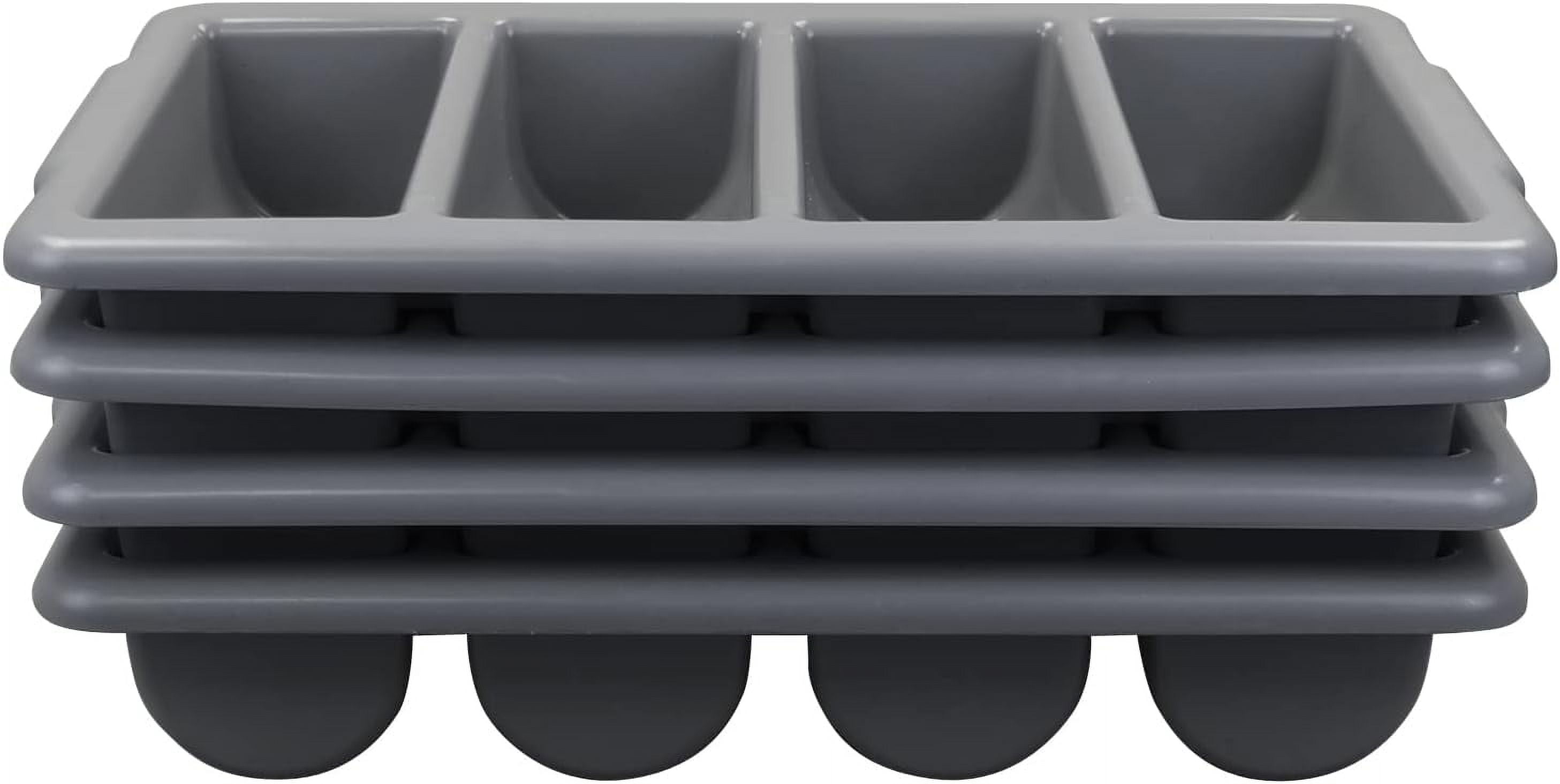 4-Pack 4-Compartment Cutlery Box, Plastic Commercial Silverware Bin ...