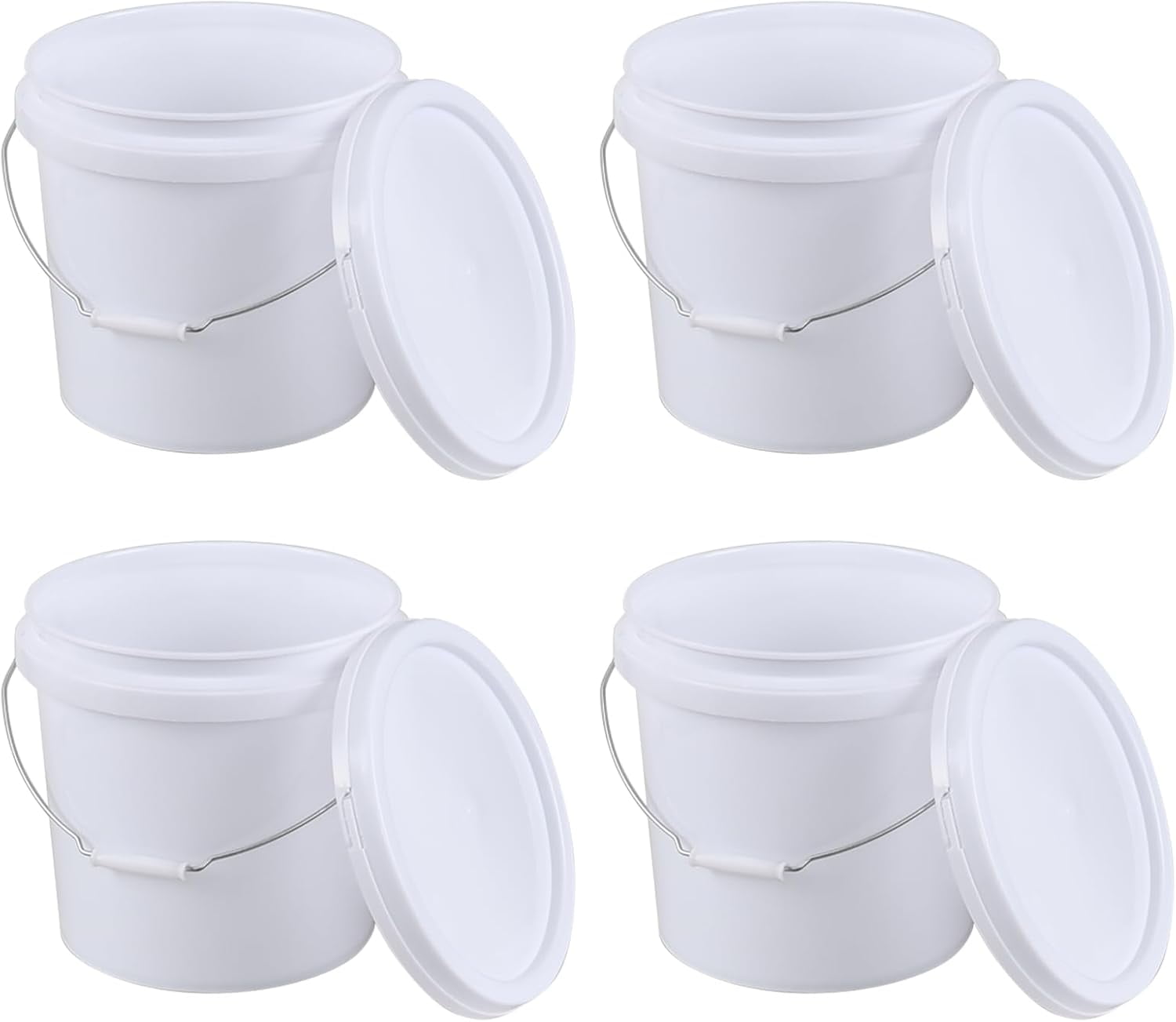 4 Pack 4 Gallon/15 L Food Grade Buckets, Plastic Bucket with Sealed Lid ...