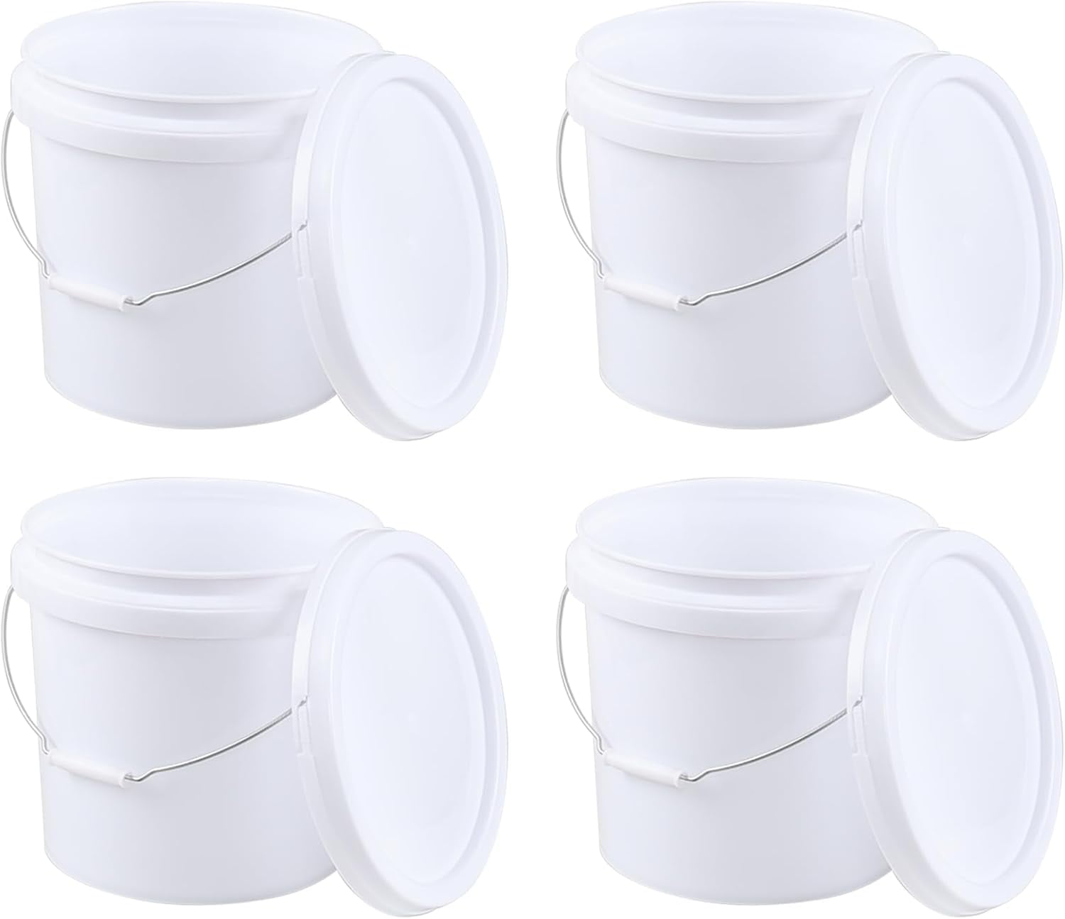 4-Pack 4 Gallon Food Grade Plastic Bucket Pail Container with Lid, Industrial Paint Pail ...