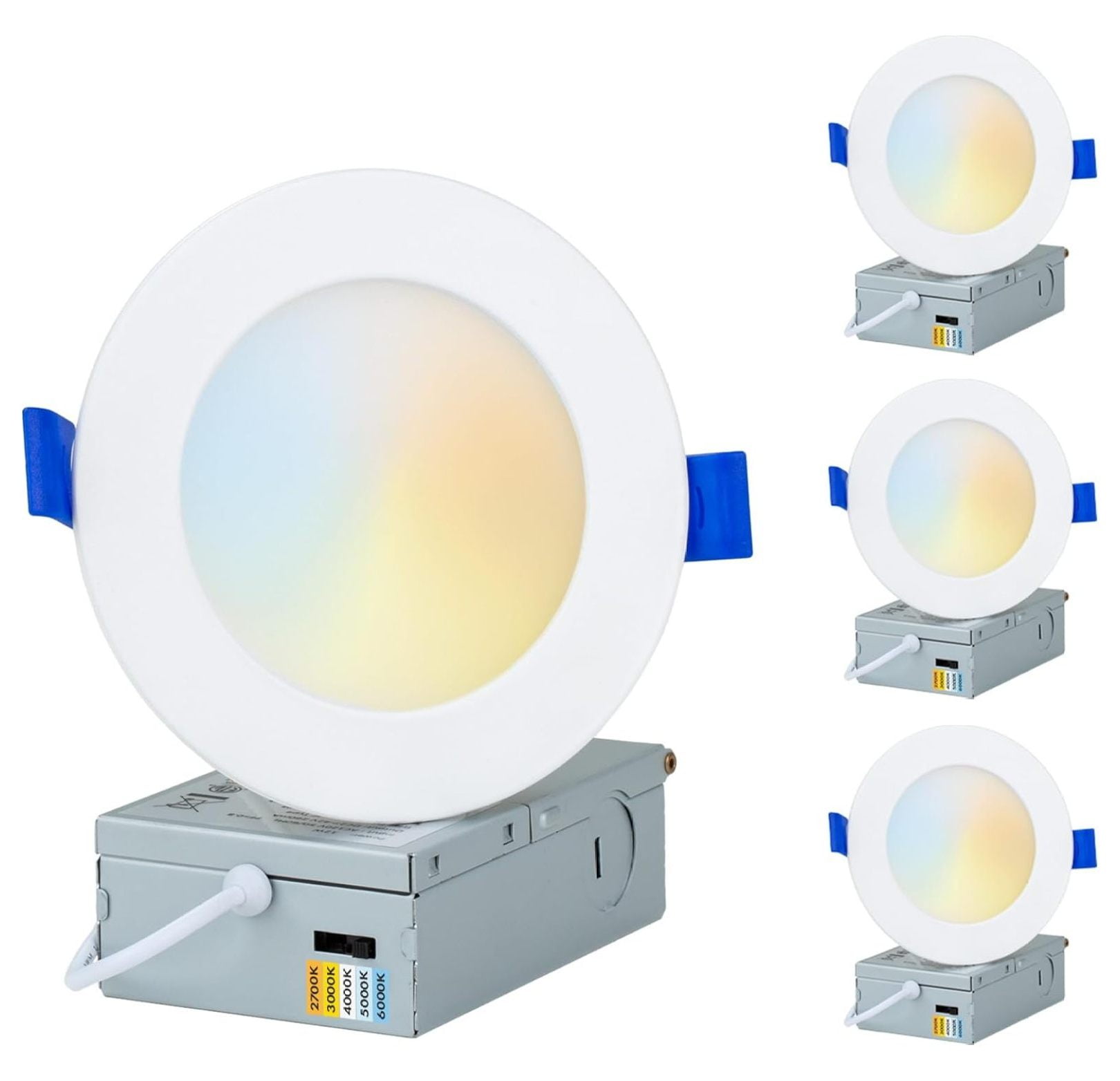 4-Pack 4-Inch 2700K-6000K LED Color Temperature Selectable Ultra-Thin ...