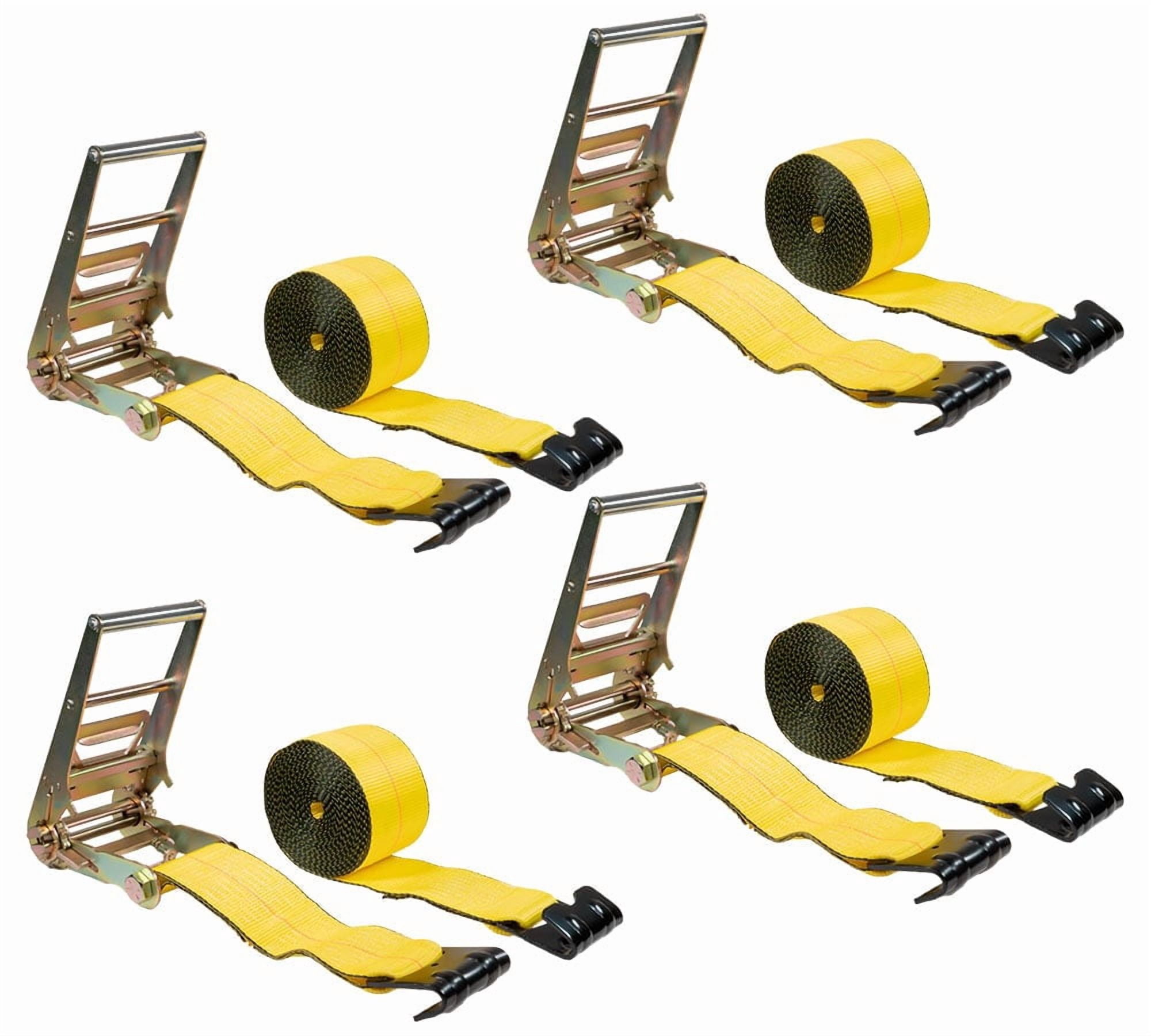 4 Pack 4 Inch Flat Hook Ratchet Straps, 4" x 20' Heavy Duty Ratchet Tie ...