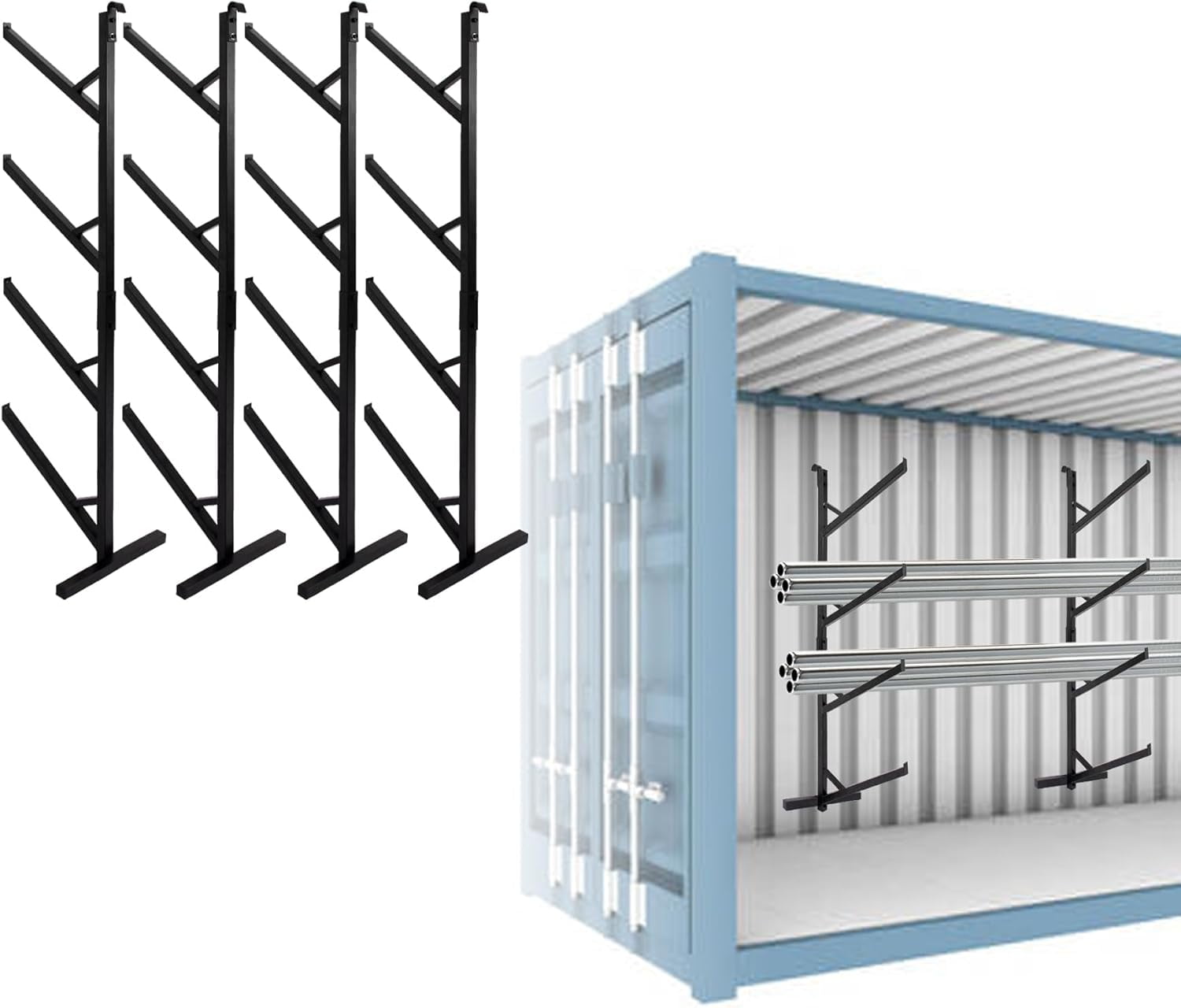 4 Pack of 4 Tier Shipping Container Shelf, Hanging Type Shipping ...