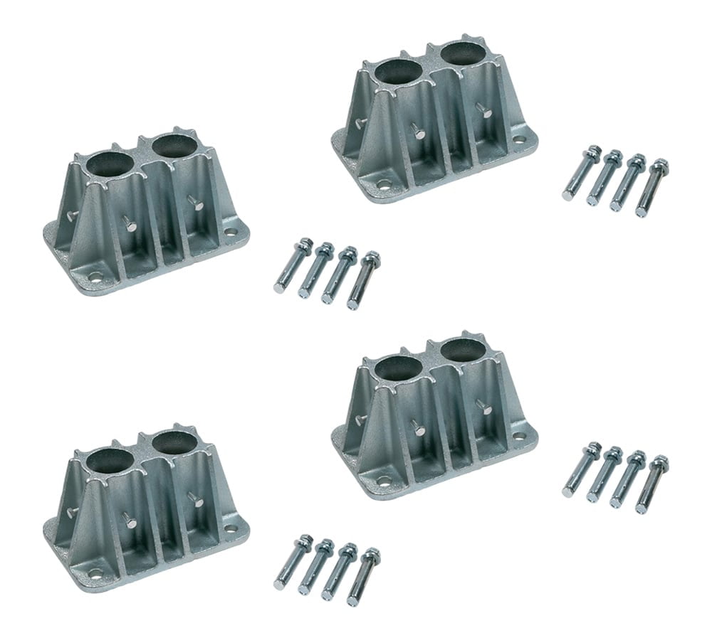 4 Pack 4" X 6-5/8" Steel Pipe Safety Railing Double Mounting Socket w ...