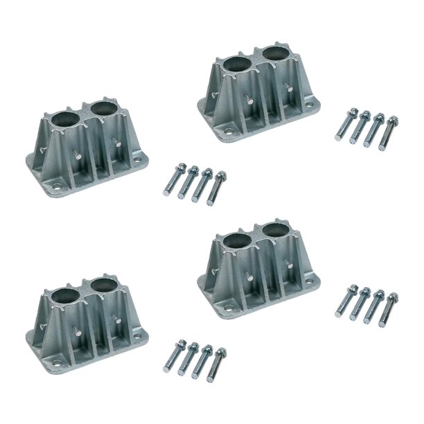4 Pack 4" X 6-5/8" Steel Pipe Safety Railing Double Mounting Socket w ...
