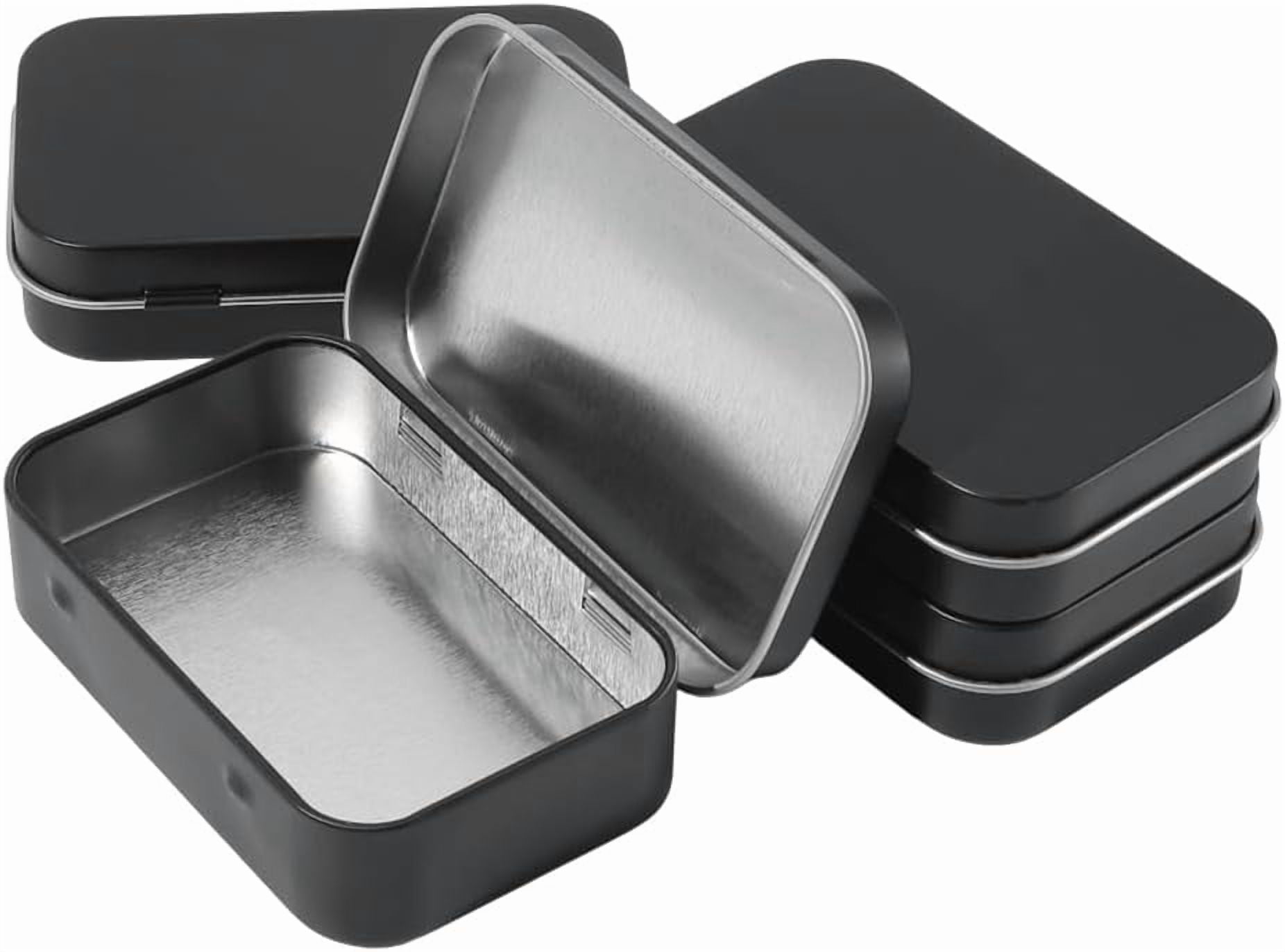 4 Pack 4 x 2.5 x 0.9 Inch Black Metal Hinged Tin Box Hinged Rectangle ...