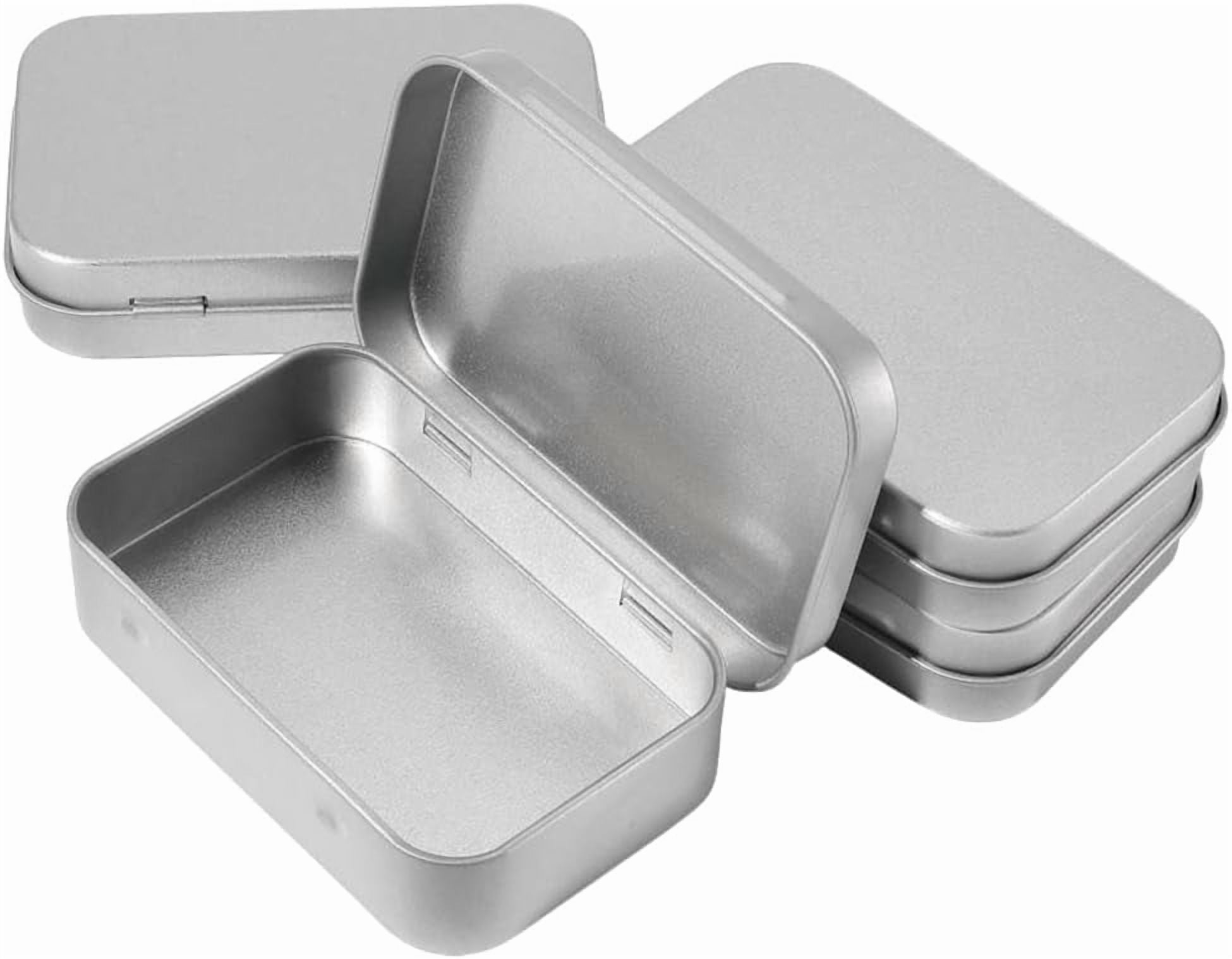 4 Pack 4 x 2.5 x 0.9In Hinged Mini Tin Boxes Metal Hinged Container ...