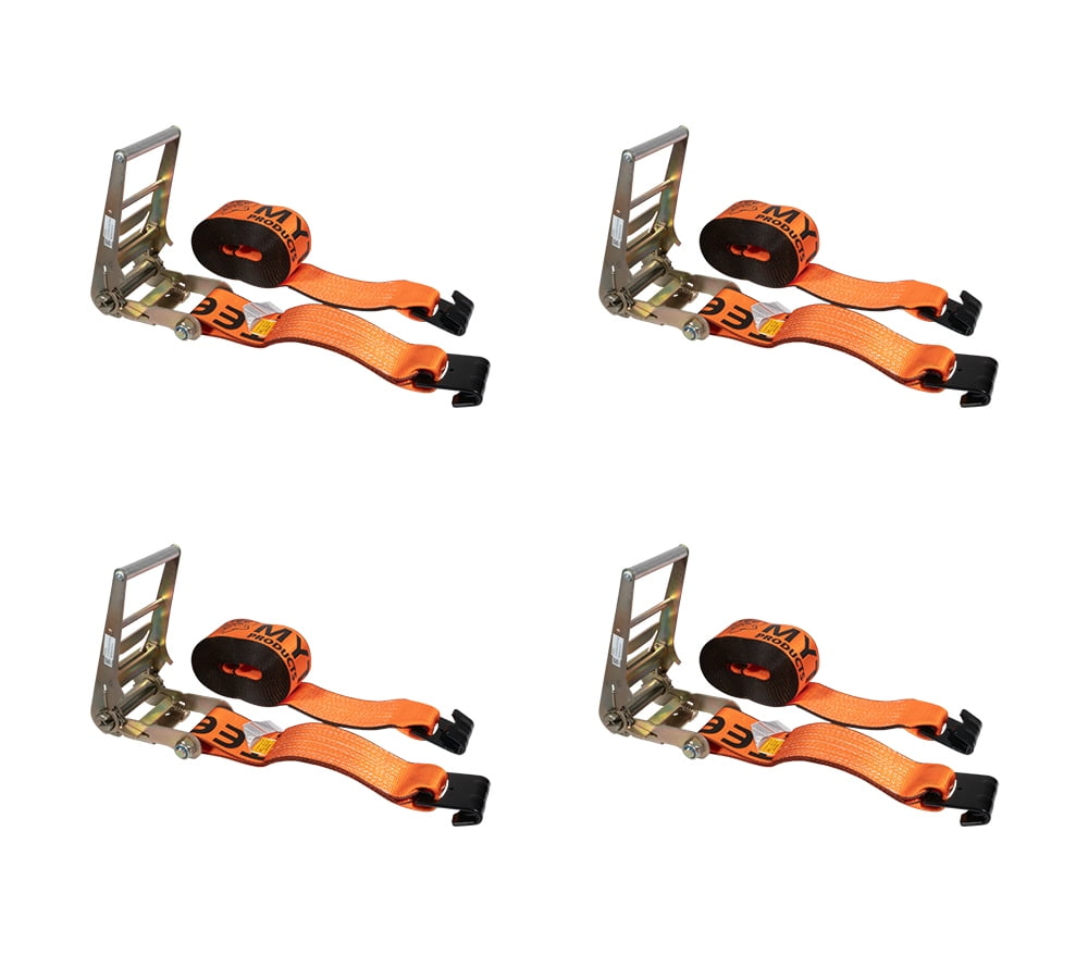 (4 Pack) 4"x30' Heavy Duty Ratchet Straps w/ flat hook - 6,667 lbs WLL ...