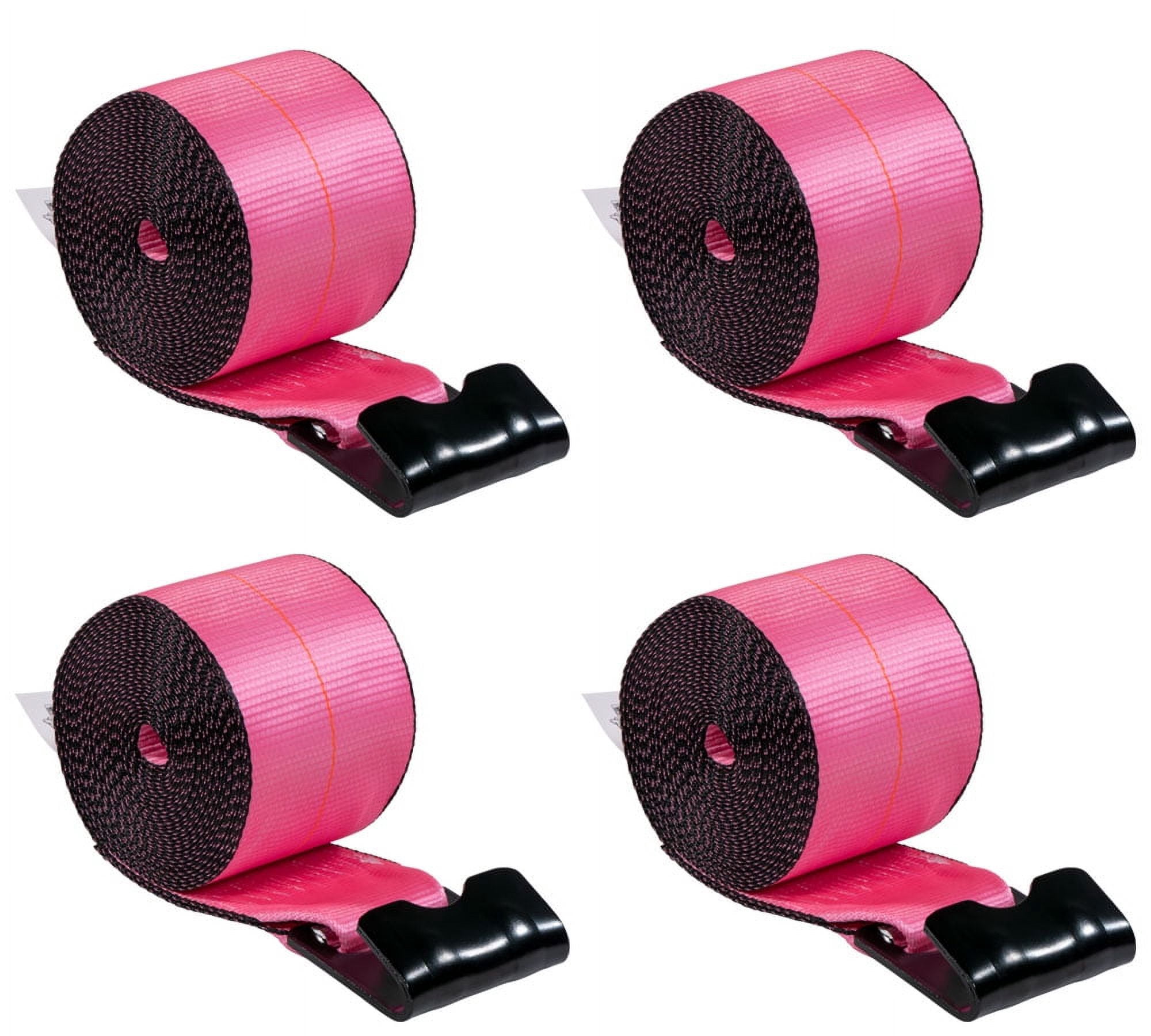 4 Pack 4"x30' Pink Winch Straps with Flat Hooks - 5400 lbs WLL - Heavy ...