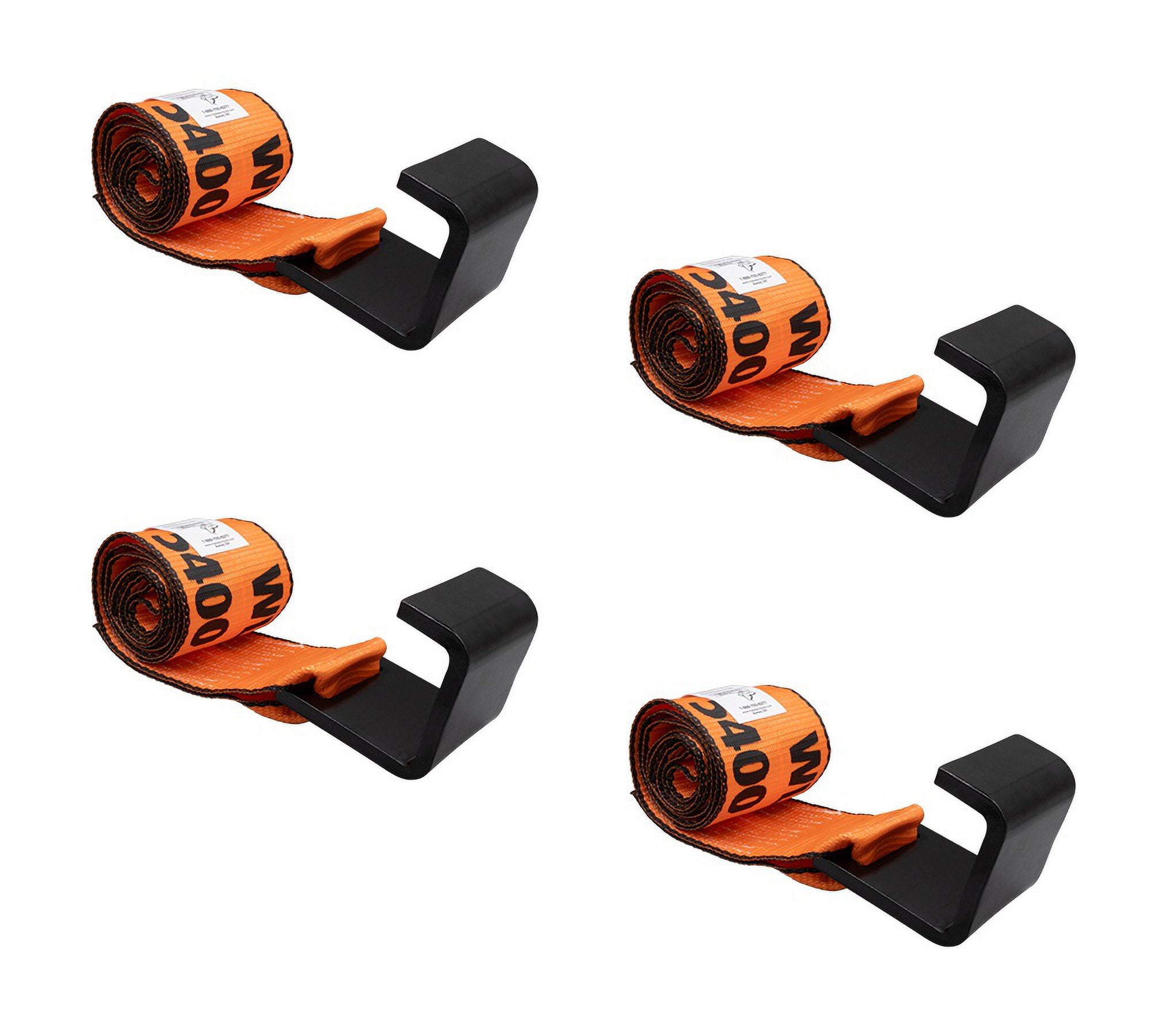 (4 Pack) 4" x5' Orange Roll Off Winch Strap for Container w/Large Flat ...