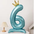 4 Pack 40 Inch Blue Number Balloons - Crown Design for Baby Birthday ...