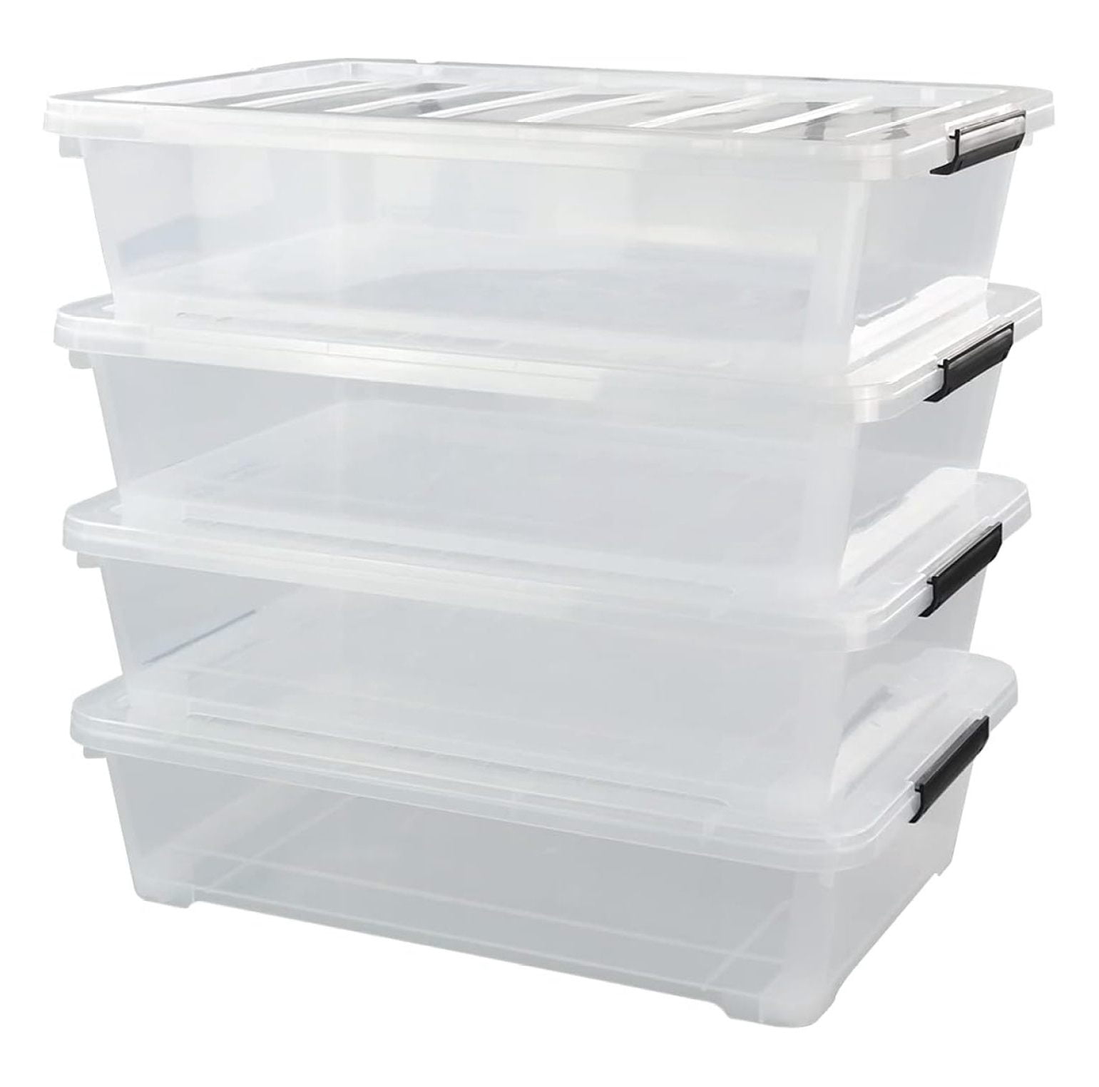 4-Pack 40 Quart Large Plastic Under Bed Storage Bin, Underbed Box With ...