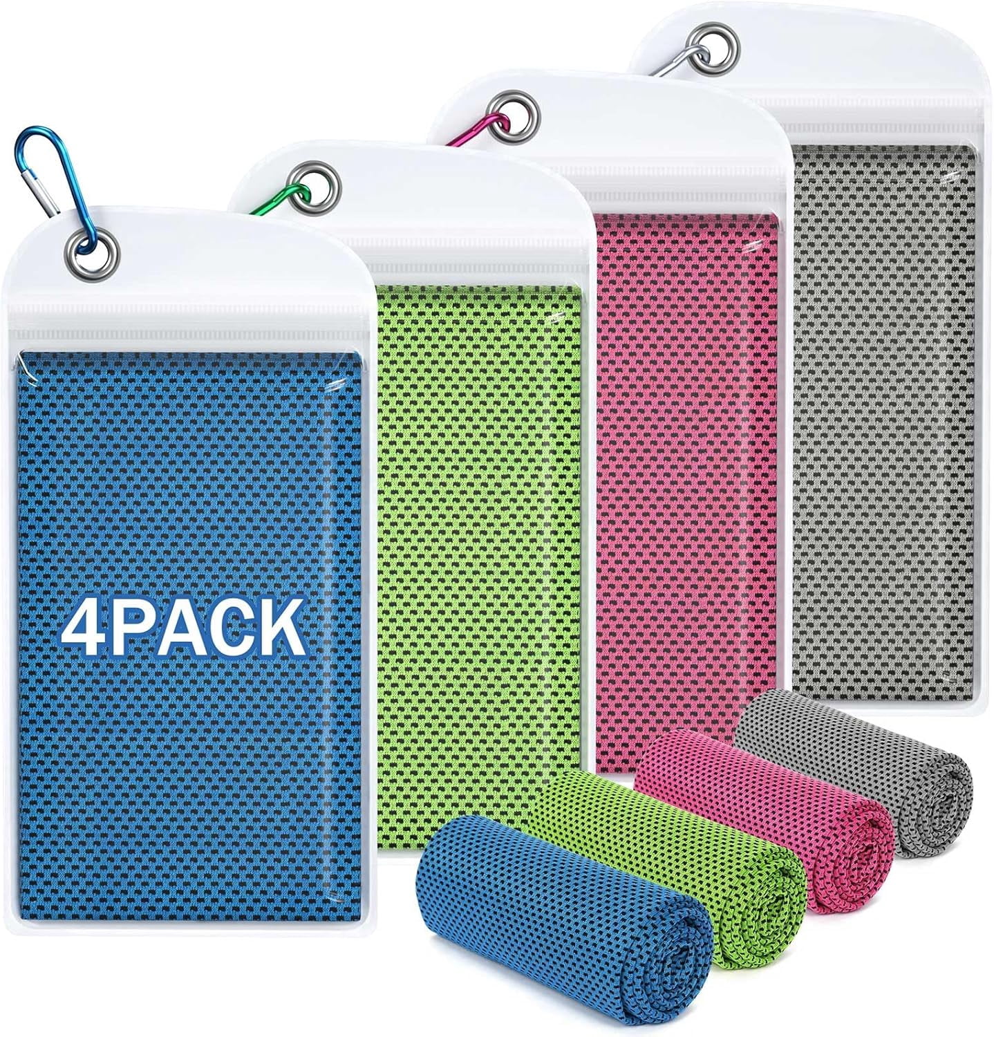 4 Pack 40"x12" Cooling Towels, Soft Breathable Ice Towel for Neck and ...