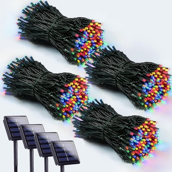 4 Pack 400 LED Solar Christmas Lights Outdoor, Solar String Lights for ...
