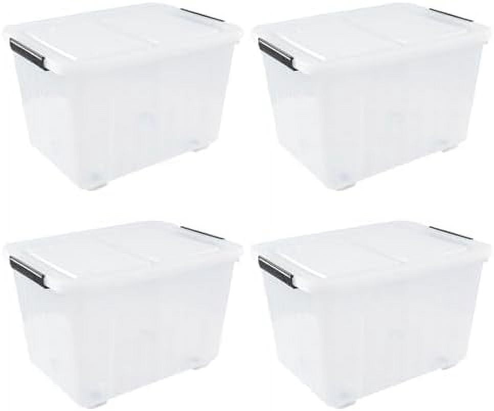4-Pack 42 L Clear Plastic Storage Container Bin with Lids and Latch ...
