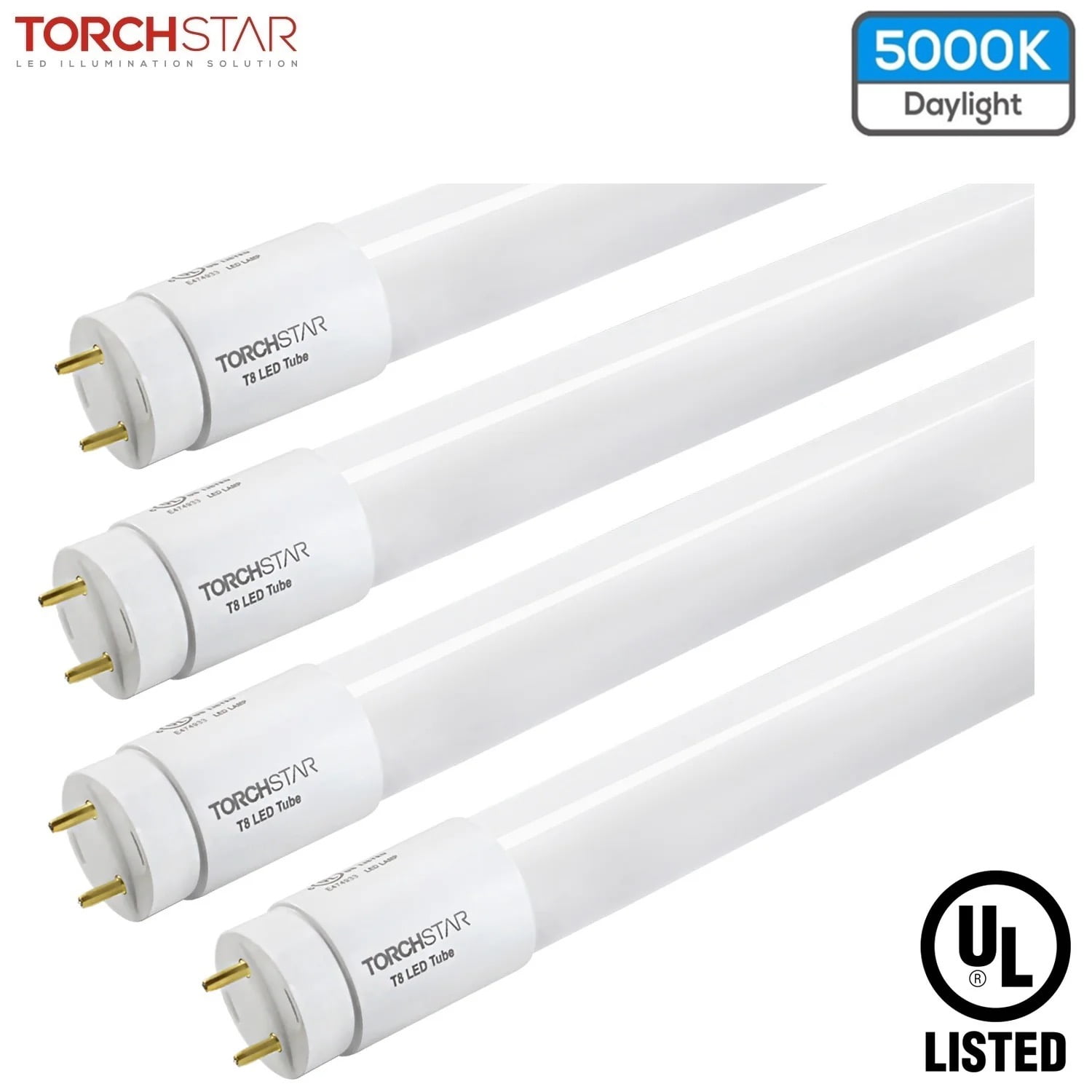 4 Pack 18W T8 4ft LED Light Tube Bulbs, G13 Base 5000K Daylight ...