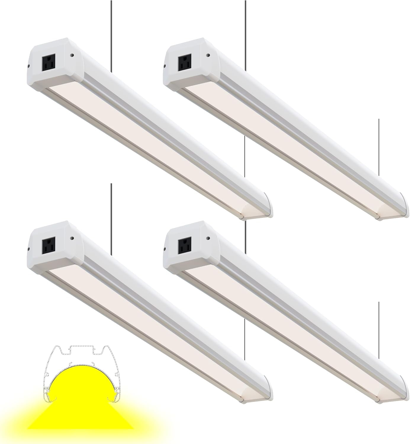 4 Pack 4FT LED Shop Light, 40W 4200LM 4000K Daylight Linkable Shop ...