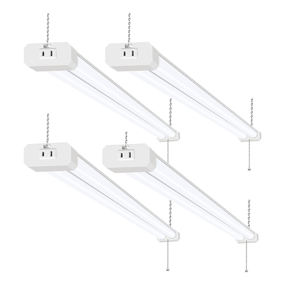 4 Pack 4FT LED Shop Light, Linkable Utility Shop Lights,Power Cord with ...