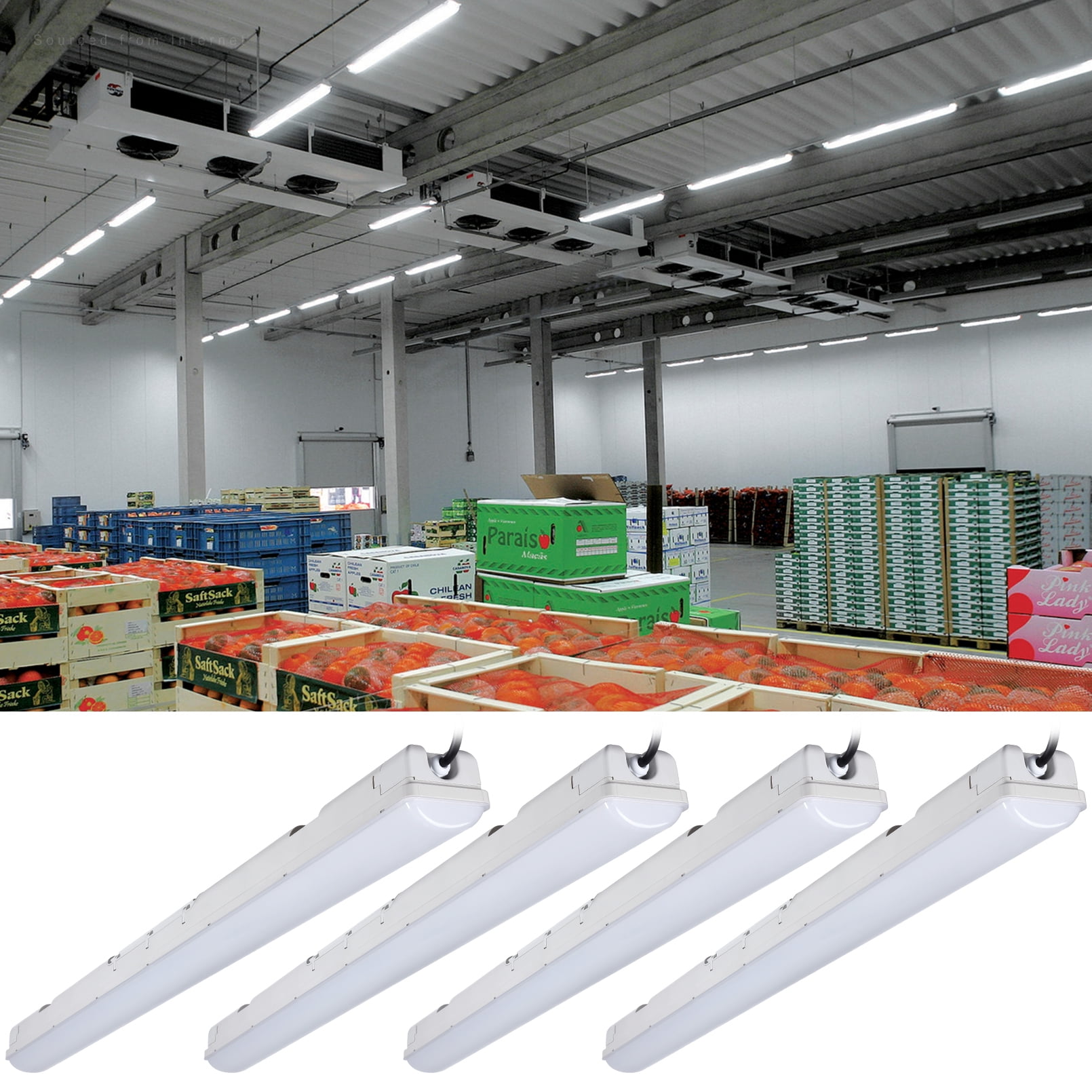 4 Pack 4FT LED Vapor Tight Light, 40W, IP65 Waterproof, Dimmable Shop ...