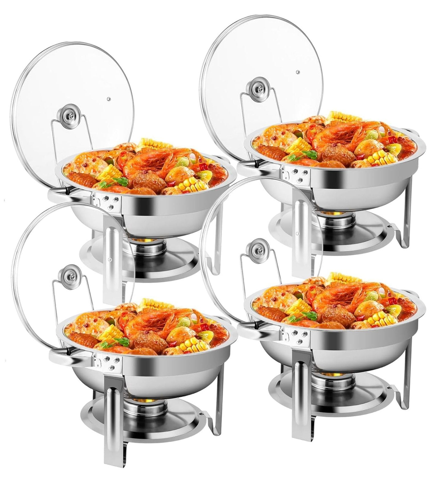 4 Pack 4QT Chafing Dish Buffet Set, Round Chafing Dish Buffet Set with ...
